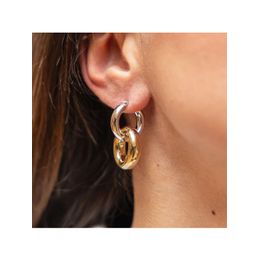 Celesta Silber Creolen mit Einh&auml;nger 925 Sterling Silber zweifarbig