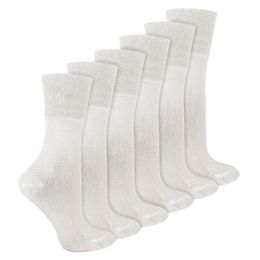 IOMI - 6 Pack Damen Diabetiker Bambus Socken | Extra breite nahtlose lockere nicht elastische Socken f&uuml;r Frauen - Wei&szlig;