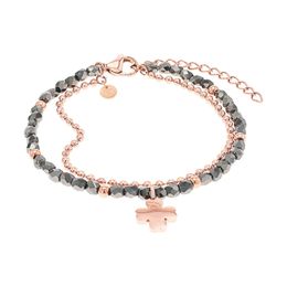 Armband Tom Tailor "Schmuck Geschenk Edelstahl Kleeblatt", ros&eacute;goldfarben, silberfarben, silberfarben, Armb&auml;nder, Damen, 20cm, Edelstahl, Armband, mit Glassteine