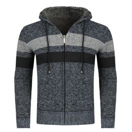 Allthemen Herren Winter ubergangsjacke Strickjacke mit Kapuze Gefuttert Grobstrick Kapuzen Warme Jacke Hellgrau