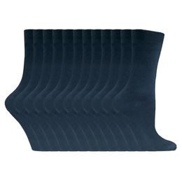 Einfarbige Damensocken mit hohem Baumwollanteil | 12 Paar Multipack | Socken-Snob | D&uuml;nne, bequeme, farbenfrohe Crew-S&ouml;ckchen f&uuml;r Damen, Marineblau