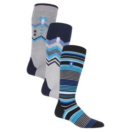 Heat Holders 3 Paar sortierte Multipack Ultra Lite Herren Skisocken | W&auml;rmehalter | Funky Retro Style Knee High Socks - Mix 1