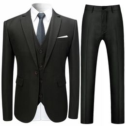 Allthemen 3-teiliger Slim Fit Anzug in Schwarz f&uuml;r formelle Hochzeit