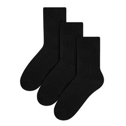 3 Paar Herren Wollsocken | Steven | Winter Leichtgewichtige Warme Stiefel Socken - Schwarz