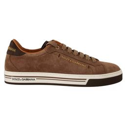 Dolce & Gabbana Dolce & Gabbana Braune Wildleder Logo Low Top Sneakers Herren Schuhe