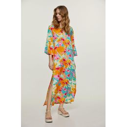 Abstraktes Kaftankleid mit Blumenmuster Viskose