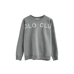 Strickpullover grau meliert mit Polo Club-Logo in Kontrastfarbe