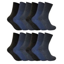 12 Pack Damen nicht elastische thermische diabetische Socken | Socken Snob | Frauen Soft Top Socken f&uuml;r schlechte Durchblutung - dunkelblau