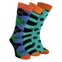 HS von Happy Socks - Herren 3er Pack Spa&szlig;ige Modische Socken - Argyle (Blau)