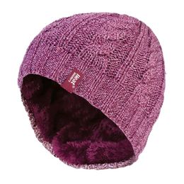 Heat Holders Thermische Fleece-gef&uuml;tterte Damen-Winterm&uuml;tze mit Zopfmuster