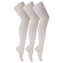 Sock Snob - 3er-Pack M&auml;dchen 70 Denier Ballettstrumpfhosen | Kids Soft & Comfort Footed Dance Strumpfhosen in Pink & Wei&szlig; - Wei&szlig;