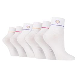 6 Paar Damen Lounge Turn Cuff Socken | Wildfeet | Kn&ouml;chel gestrickte Socken - Herz