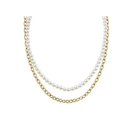ZEEme Stainless Steel Collier Edelstahl/PVD gelb Perlen