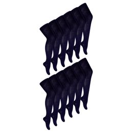 12 Paar Multipack M&auml;dchen Schuluniform Strumpfhosen | Sock Snob | Soft & Comfy Plain Opaque Pantyhose Strumpfhosen f&uuml;r Kinder - Navy