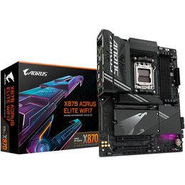 Gigabyte Mainboard "X870 AORUS ELITE WIFI7 Mainboard - Unterst&uuml;tzt AMD Ryzen 9000 CPUs, 16", schwarz, B:27,2cm H:8,1cm T:34cm, Mainboards