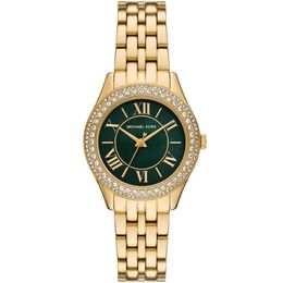 Michael Kors MK4870 Harlowe 33 mm Damenarmbanduhr - Gold Edelstahl mit gr&uuml;nem Ziffernblatt