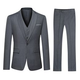 Allthemen Eleganter taubengrauer dreiteiliger Anzug - Klassisches Ein-Knopf-Design