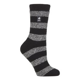 Heat Holders Lite - Isolierte Thermosocken f&uuml;r Damen | Mehrere Designs einschlie&szlig;lich Argyle Streifen Herzen Sterne | Warme Socken f&uuml;r Winter - Schwarz / Wei&szlig; (Bologna)