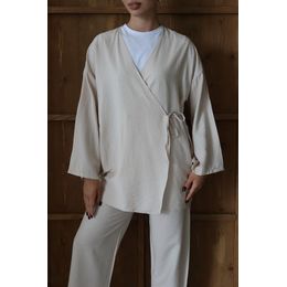 Knitterlook Textured Kimono Anzug Nerz
