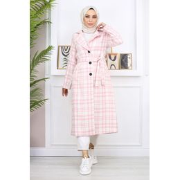Kariert Chanel Kaschmir Mantel Rosa
