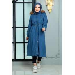 Kapuze Denim Jacke Dunkelblau-Denim
