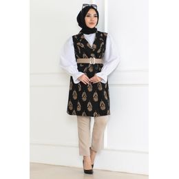 Gemustert Hijab Jacke Schwarz