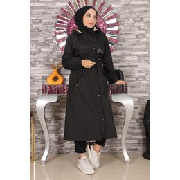 Kapuze Jacke With Text Detail Schwarz
