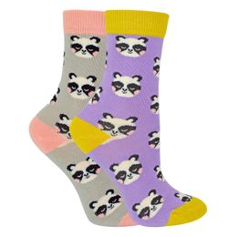 Miss Sparrow - 2er-Pack Socken f&uuml;r M&auml;dchen mit Bambus-Muster - Panda