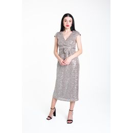 Midi-Wickelkleid mit Pailletteng&uuml;rtel