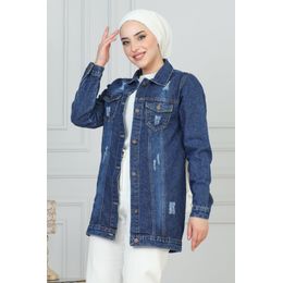 Denim Jacke With Laser Tasche Detail Dunkelblau