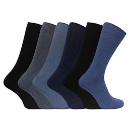 6 Pack Herren weich 100% Baumwolle atmungsaktiv farbig gerippt Kleid Socken