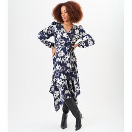 Assymetrisches Wickel-Midikleid mit Saum