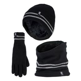 Heat Holders Hi Vis M&uuml;tze, Halsw&auml;rmer & Handschuhe Set | W&auml;rmehalter | Reflektierende Arbeitskleidung Set f&uuml;r extrem kaltes Wetter - Schwarz