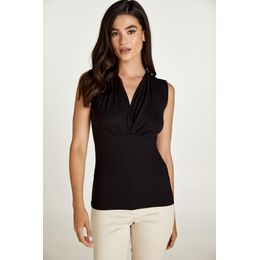 Elegantes &auml;rmelloses Stretch-Jersey Top mit V-Ausschnitt