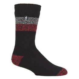 Heat Holders W&auml;rmehalter - Herren Extra Dicke Thermosocken f&uuml;r den Winter | Warme Flauschige Fleece Isolierte Socken | Geschenke f&uuml;r M&auml;nner - Schwarz / Rot (Lindos)