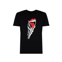 Les Hommes T-Shirt Tongue Prank Herren schwarz