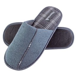 Slipper Snob - Mens Indoor Slip On Mule Hausschuhe | Plain Top Checked Sole | Memory Foam - Grau