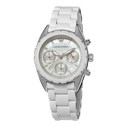 Emporio Armani Damenuhr Quartz Silber Wei&szlig;
