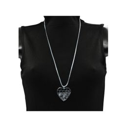 Steuer Modeschmuck Kette Rhodiumfarbener Herzanh&auml;nger an Metallkette