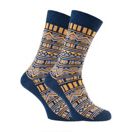 Farah - 2 Paar Herren Funky Vintage gemustert bunte dicke Baumwolle Crew Socken - FVS008NVY