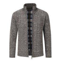 Allthemen Herren Strickjacke mit Rei&szlig;verschluss Cardigan Grobstrick mit Stehkragen f&uuml;r den Winter Braun