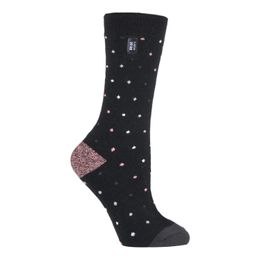 Heat Holders Damen Ultra Lite Thermo-Socken mit geb&uuml;rstetem Innengarn, schwarze Punkte (Beere)