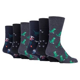 Gentle Grip - 6 Paar nicht elastische Socken f&uuml;r Herren - Dinosaurier