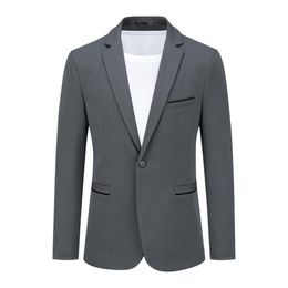 Allthemen Herren Anzugjacke Slim Fit Mantel Business Alltag Blazer Grau