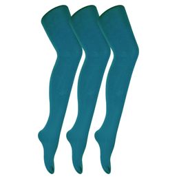 3 Paar Multipack Damen farbige undurchsichtige 80 Denier Strumpfhosen | Sock Snob | Plain Block Farbe Strumpfhosen - Teal