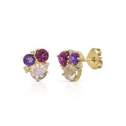 OROLINO Ohrringe Gold 585 mit Amethyst Rosaquartz und Brillant