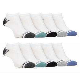 10 Paar Herren Bambus-Trainersocken | Farah | Gestreifte gepolsterte Kn&ouml;chelsocken - Wei&szlig;