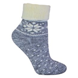 Damen Wollsocken mit Fairisle Design | Socken Snob | Thermo Lounge Socken f&uuml;r den Winter | F&uuml;r Stiefel, zum Schlafen, im Freien oder als Geschenk | Weihnachtsdesigns - Grau