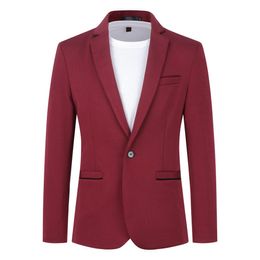 Allthemen Herren Anzugjacke Slim Fit Mantel Business Alltag Blazer Rot