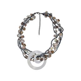 Steuer Modeschmuck Kette Metall Muschelcollier naturt&ouml;ne, mehrreihig mit Mittelteil